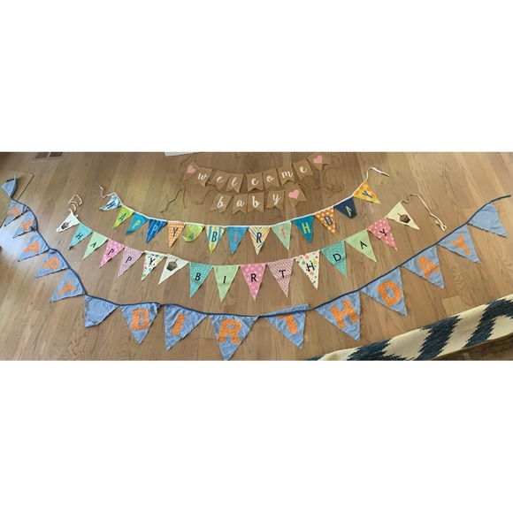 Party Supplies | Four Pennant Buntings Happy Birthday And Welcome Baby ...